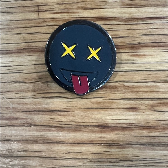 Coach | Accessories | Coach Navy And Yellow Smiley Face Pin | Poshmark